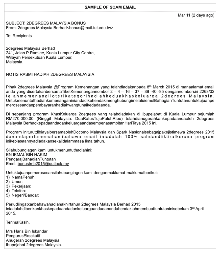 Scam Emails - AEON Credit Service